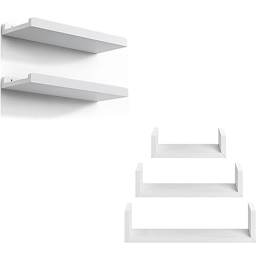 AMADA HOMEFURNISHING 2 Pack Floating Shelves and U-Shaped Floating Shelves