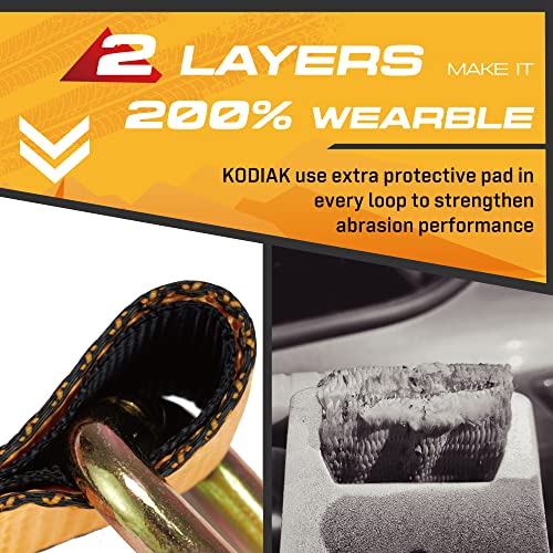 Axle Tie Down Straps with Wear Pad - 6 Pack 24"x 2" with D-Ring and Protective Sleeve- Break Strength 10000lb KODIAK STRAPSā¦