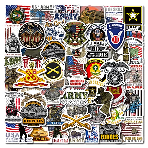 Army Stickers 52PCS Military Stickers Us Army Military Stickers and Decals Morale Scrapbooking Supplies forTeens Stickers for Laptop,Bumper,Skateboard,Water Bottles,Computer,Phone,Stickers for Kids Teens (Army)