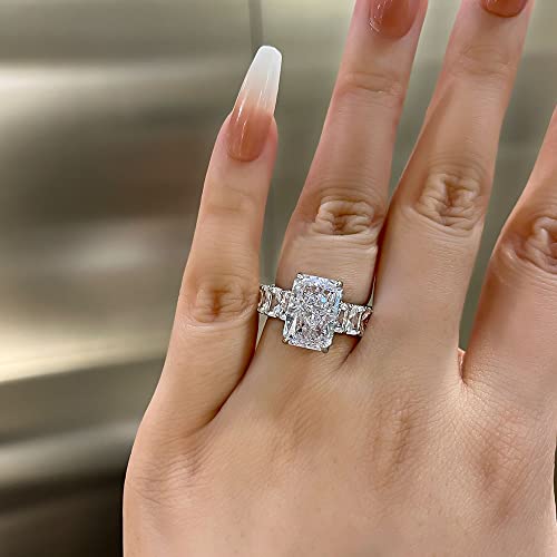 4.0 ct Radiant Cut Eternity Women's Engagement Ring, Simulated Diamond Promise Ring in 925 Sterling Silver (Size:10)