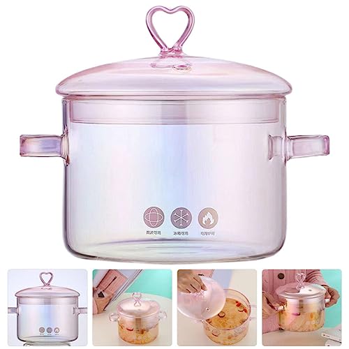 Cooking Pot Lid Retro Double Handle Stew Pot Borosilicate Cookware Soup Stews