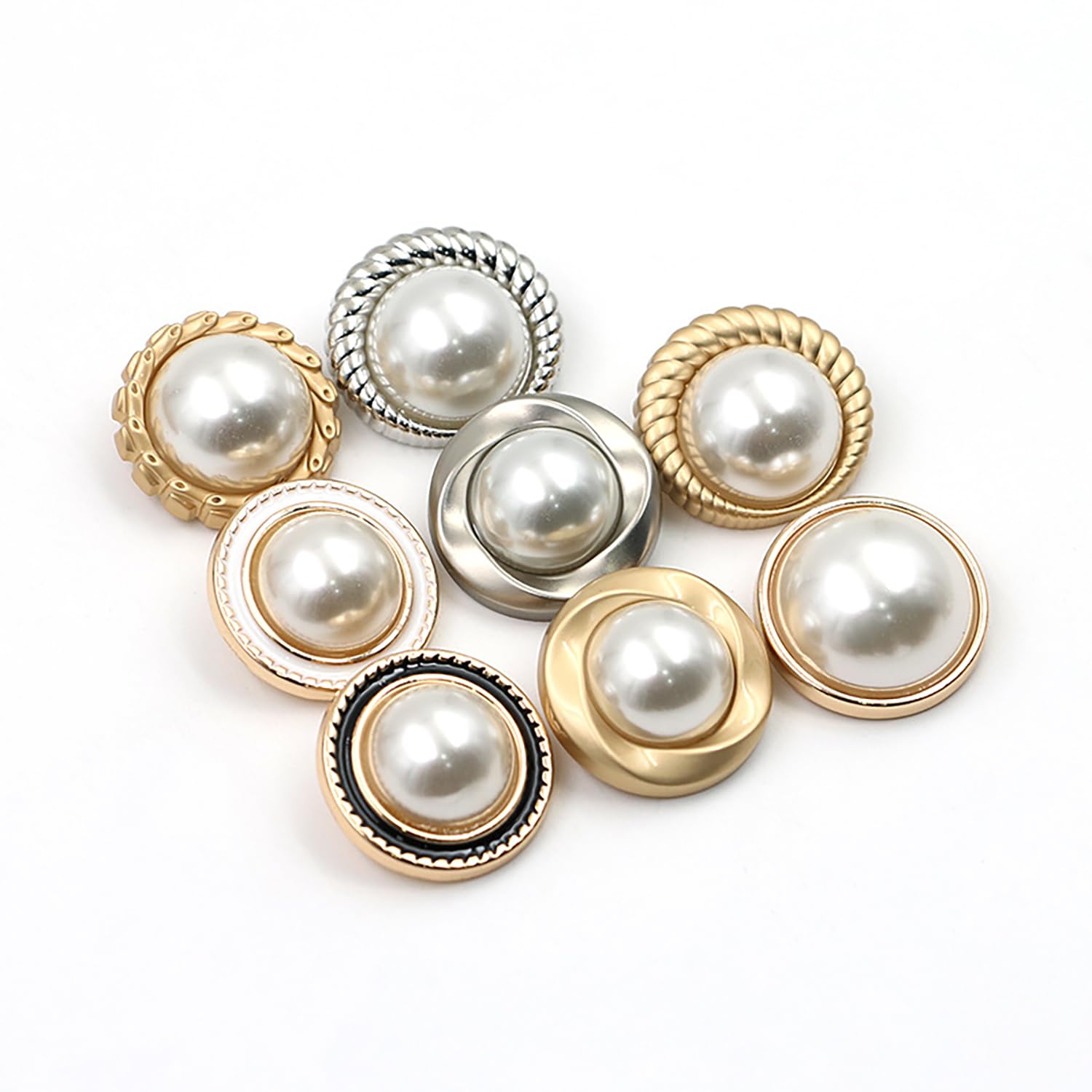 5 PCS Pearl Gold Metal Women Coat Buttons for Clothing Sweater Decoration Sewing Crafts Accessories (#5, 18mm)
