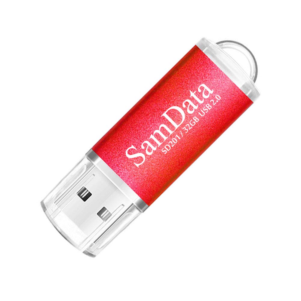 SamData 5 Pack 32GB USB Flash Drives USB 2.0 Thumb Drives Memory Stick Jump Drive Zip Drive, 5 Colors: Black Blue Green Gold Red