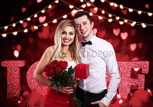 LTLYH 7x5ft Valentine's Day Backdrops Valentine's Love Heart Flowers DecorationsPhotography Background Valentine's Photo Background for Party Studio Props Backdrop 096
