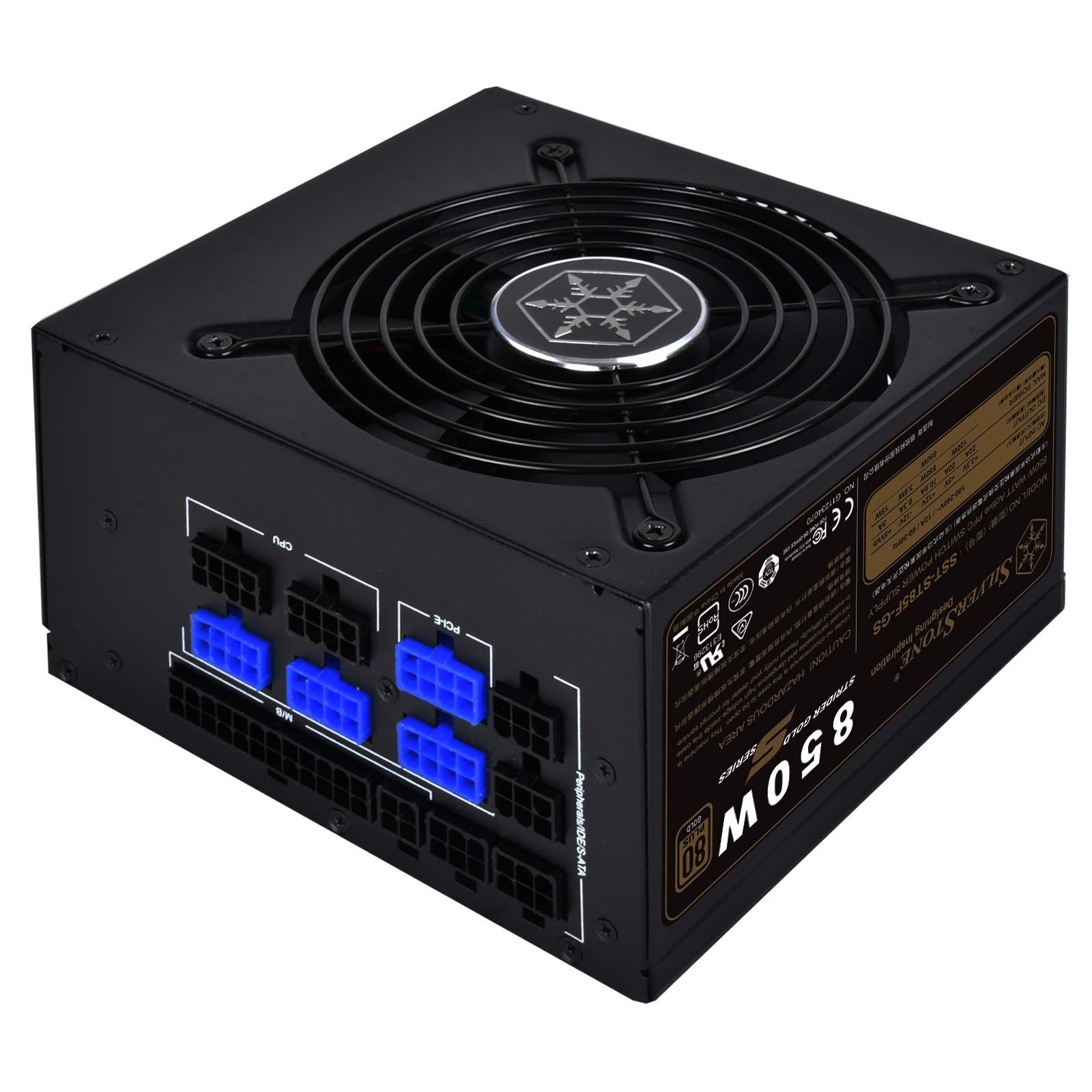 SilverStone Technology 850W Computer Power Supply PSU Fully Modular with 80 Plus Gold & 140mm Design Power Supply (SST-ST85F-GS-V2)