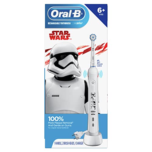 Oral-B Kids Electric Toothbrush with Replacement Brush Heads, Featuring Star Wars, for Kids 6+