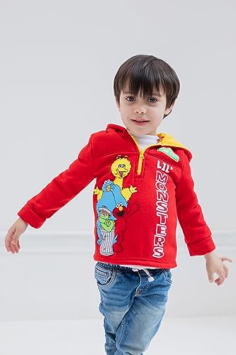 Sesame Street Baby Boys Half Zip Fleece Pullover Hoodie Red, 18-24 Months