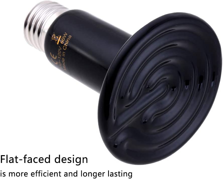 Zacro 2-Pack Reptile Heat Lamp 100W with One Digital Thermometer, Efficient Infrared Ceramic Bulb for Reptiles No-Light Lamp Heat Source Brooder Coop Heater 110V (Black)
