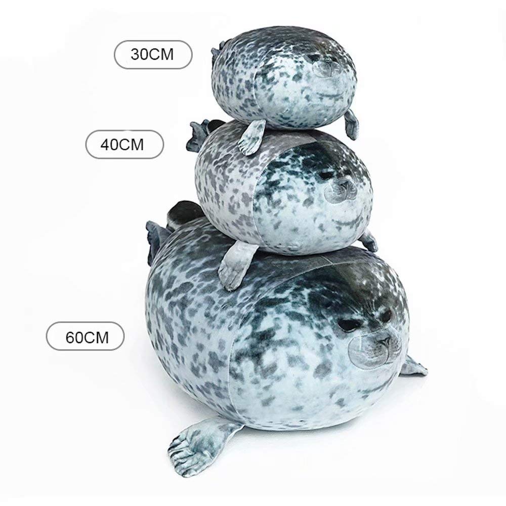 Baboies Plush Seal Pillow, Chubby Blob Seal Pillow Cute Seal Plush Toy Cotton Stuffed Animals (Grey Seals, Small)