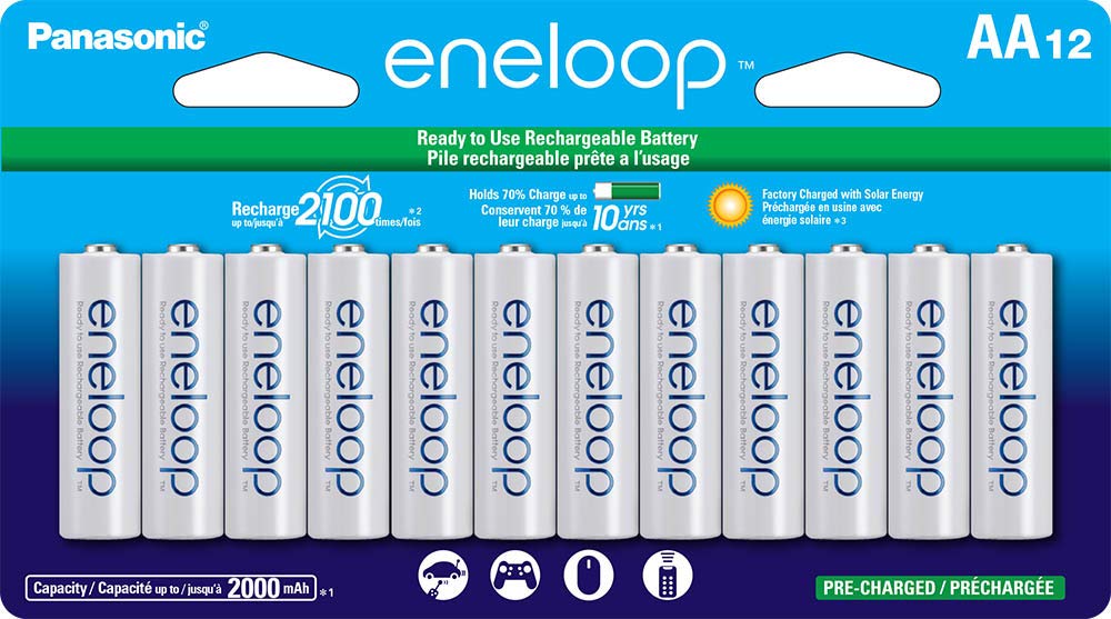 Eneloop Panasonic BK-3MCCA12FA AA 2100 Cycle Ni-MH Pre-Charged Rechargeable Batteries & BQ-CC55SBA Advanced Individual Battery 3 Hour Quick Charger with 4 LED Charge Indicator Lights, White