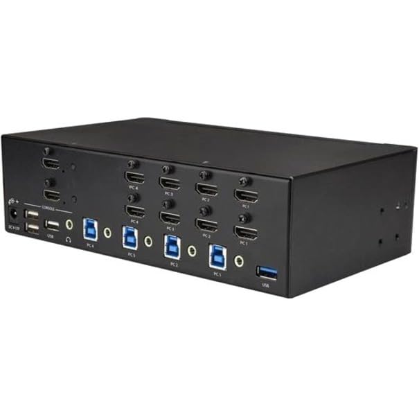 StarTech.com StarTech.com 4-Port Dual Monitor HDMI KVM Switch with Audio & USB 3.0 hub - 4K 30Hz - 4 PC Mac Computer KVM Switch Box for HDMI Display , TAA (SV431DHD4KU)
