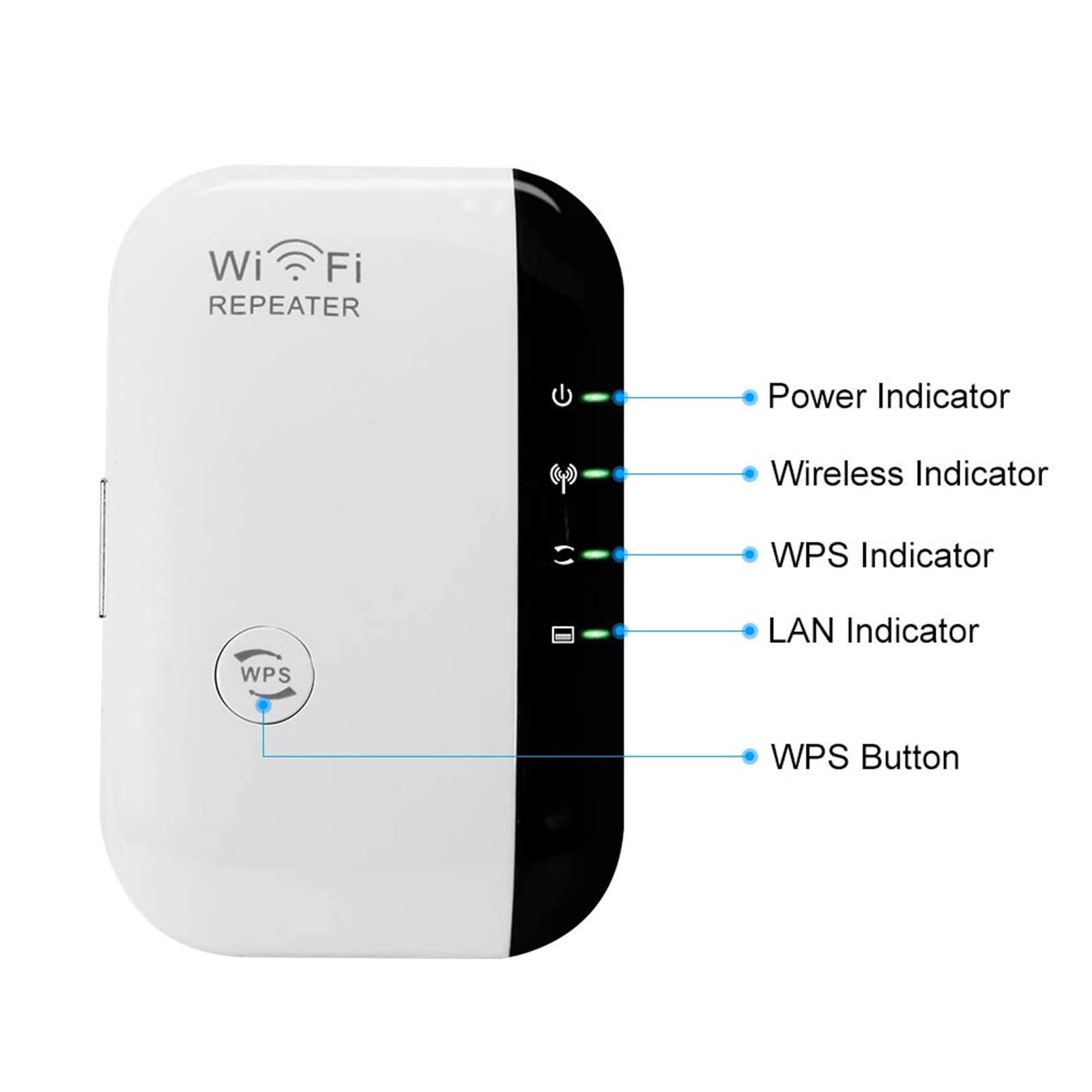 300Mbps WiFi Extender Signal Booster, Wireless Dual-Band Network Repeater, with Ethernet Port, 1-Tap Setup Access Point,Covers Up to 2640 Square Feet, WiFi Range Extender