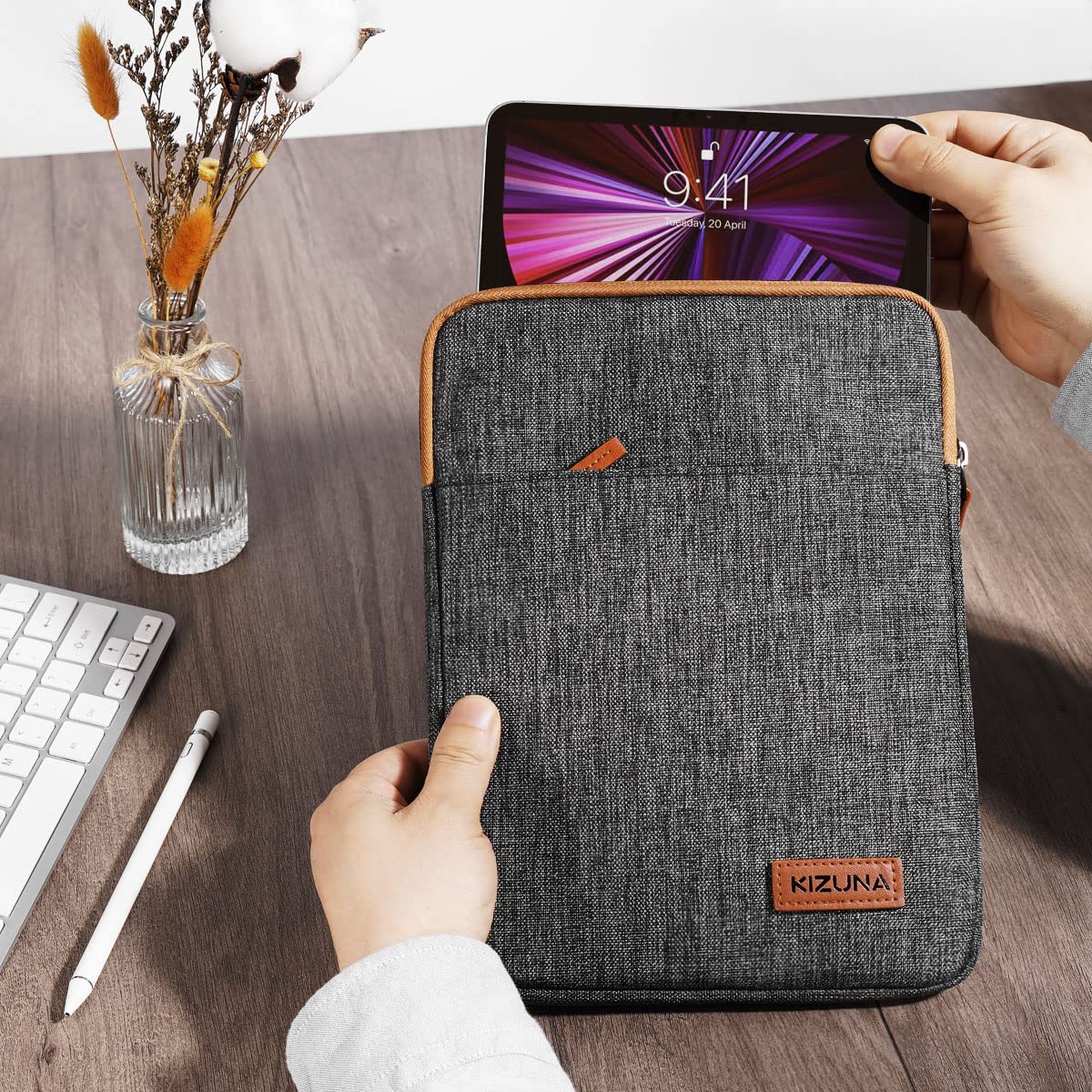 KIZUNA 8 Inch Tablet Sleeve Case Shockproof Water-Resistant Bag for 7.9" Tablet/iPad Mini 4 3 2/Samsung Galaxy Tab A/ 8" Pro/Tab 3 7.0 Lite/S2 8/E 8, LG Huawei M5/ASUS ZenPad Protective Bag - Brown