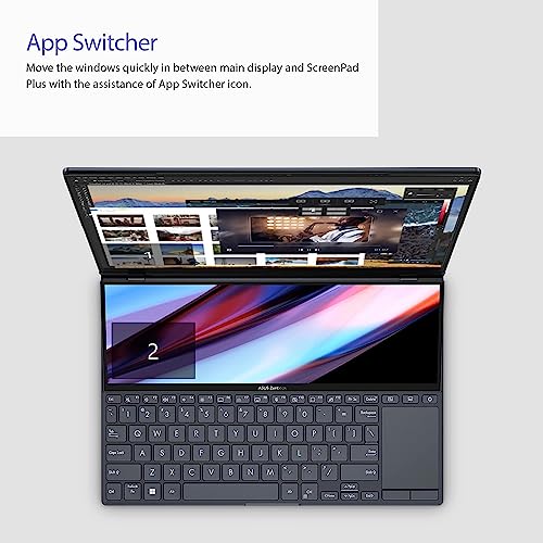 ASUS Zenbook Pro Duo Laptop, 14.5" OLED WQ+ Touchscreen, Intel Core i9-12900H, NVIDIA RTX 3050Ti, 32GB DDR5 RAM, 1TB PCIe SSD, Webcam, Wi-Fi 6, Windows 11 Home