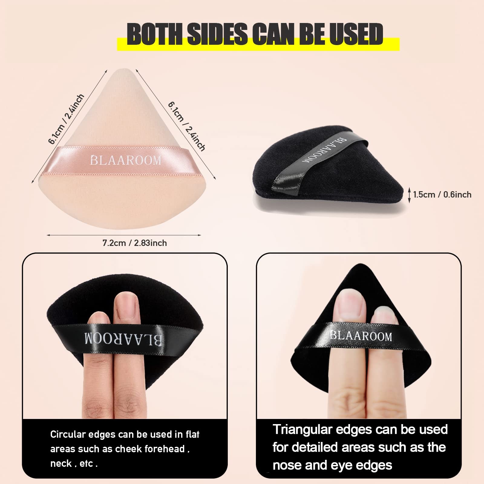 4+1 Pcs Velour Triangle Powder Puff and Flat Top Hexagon Kabuki Foundation Brush for Face Makeup Eyes Contouring Bod for Mixed Liquid Cream Flawless Loose Powder Cosmetic Foundation Makeup Tool Set