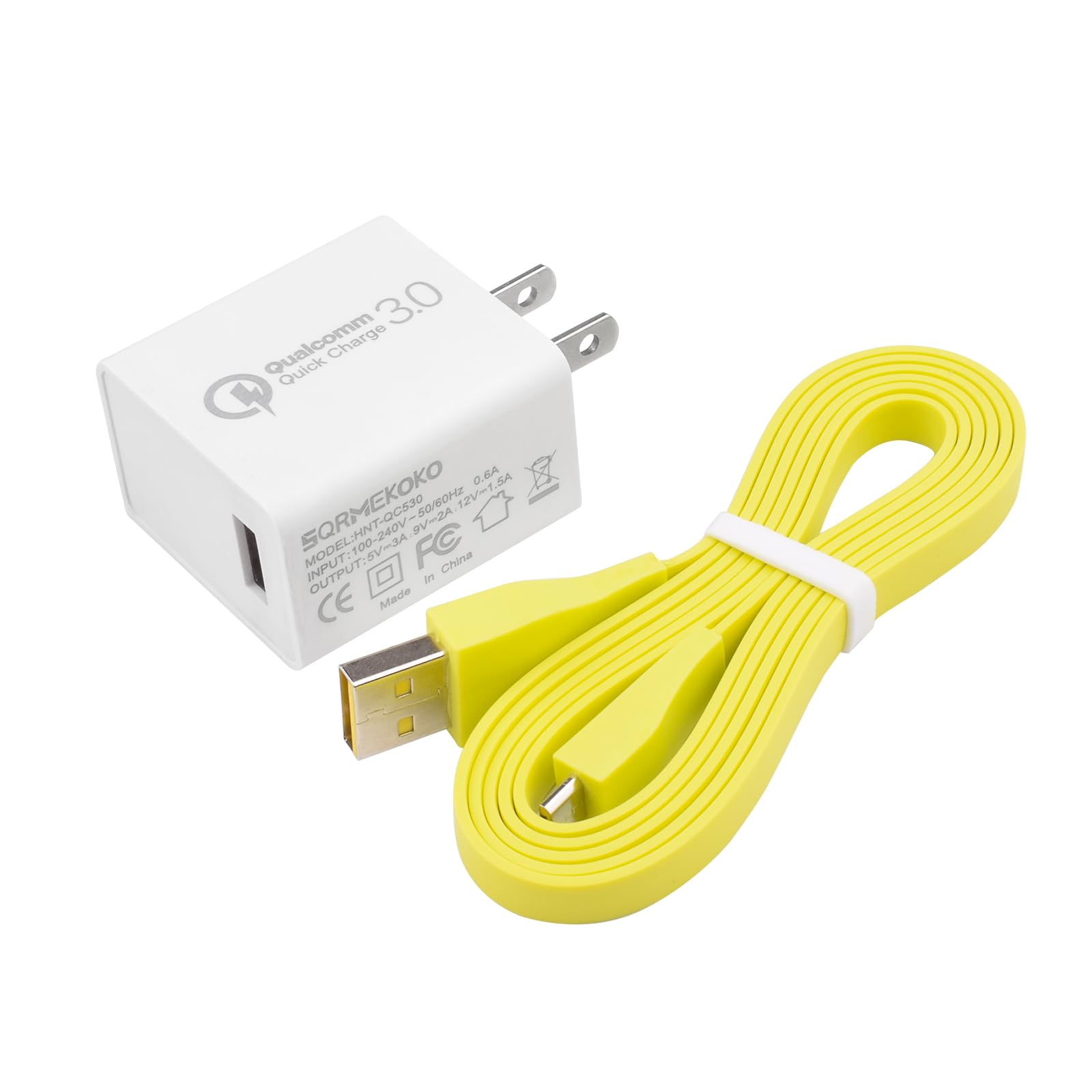 Sqrmekoko Quick Charger Cable Adapter Compatible with Ultimate Ears UE Boom MEGABOOM Wireless Speaker White & Yellow