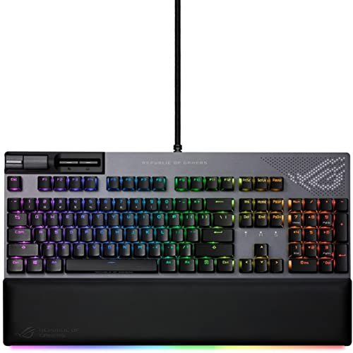 ASUS ROG Strix Flare II Animate 100% RGB Gaming Keyboard - Hot-swappable, ROG NX Red Linear Switches, Customizable LED Display, PBT Keycaps, Acoustic Dampening Foam, Media Controls, Wrist Rest