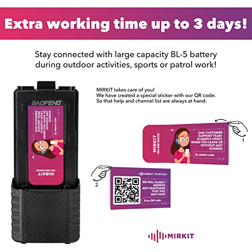 MIRKIT UV-5R Accessories Compatible with Baofeng BF-F8HP, Full House Set: UV5R Battery BL-5L 3800 mAh, USB Charge Cable, Speaker Mic, Mirkit FTDI Programming Cable Model 3, Lanyard Mirkit
