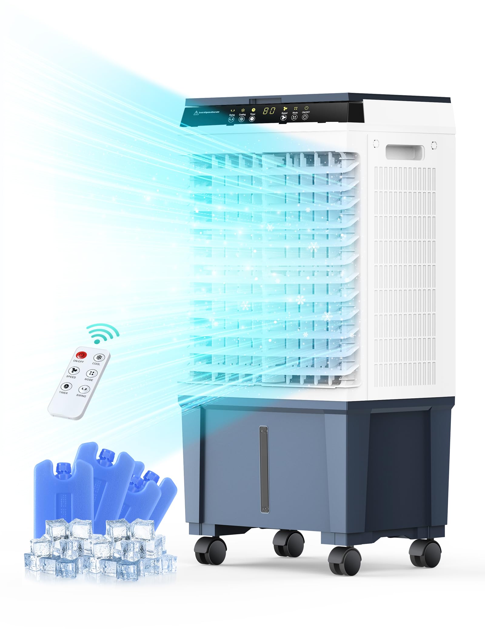 Air Choice Evaporative Air Cooler, 1800CFM Swamp Cooler with 12H Timer, Remote Control, 110° Oscillation & 5.3 Gal Water Tank, 4 Ice Packs, 3 Speeds, 3-in-1 Evaporative Cooler for Outdoor Indoor Use