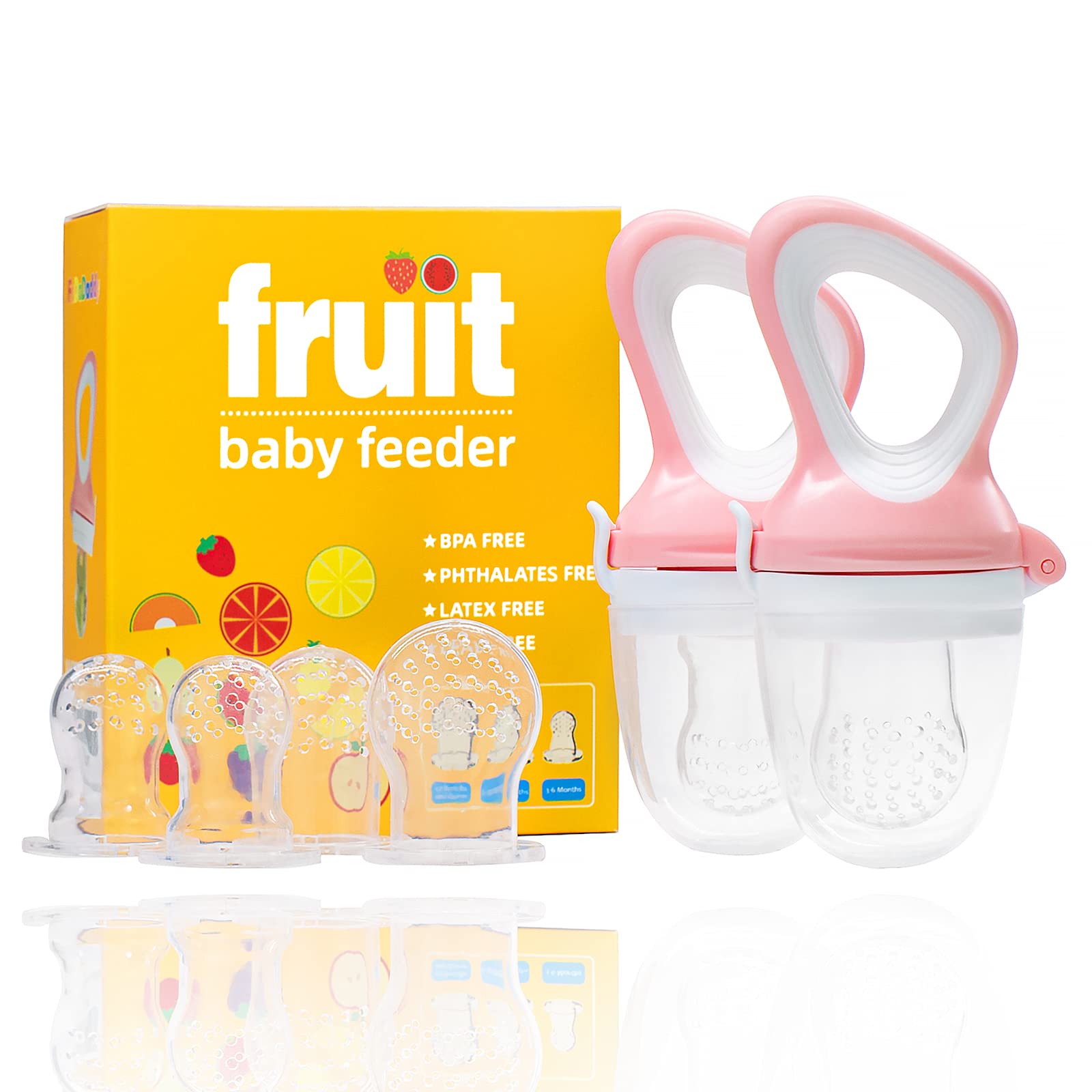 Baby Food Fruit Feeder Pacifier Teething Toys Teether (2Pcak) - Relief Teething Includes All The Sizes Pouches Food Feeder Pacifier 6 Different Silicone Nipple