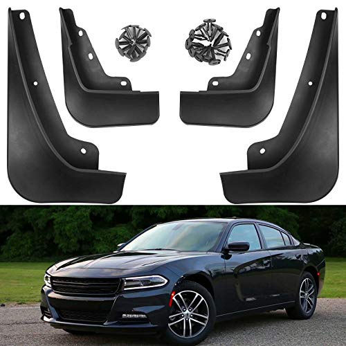 4Pcs Car Black Mud Flaps Mudguard Fender Cover Trim Replace for 2015-2023 2024 Dodge Charger SXT and 2015-2018 Charger GT/RT