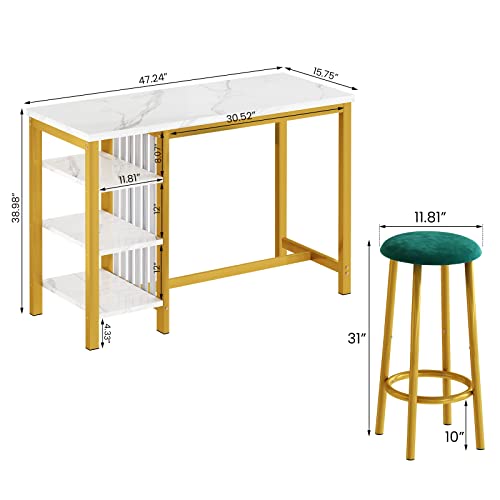 AWQM B010-YBJ2 Table Set, 47.24" × 15.75" × 38.98" (Width×Depth×Height), White