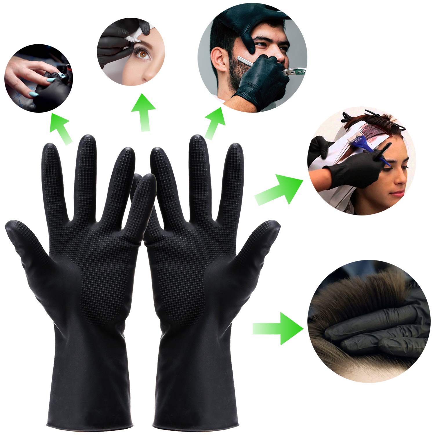 Hair Dye Gloves,Professional Hair Coloring Accessories for Hair Salon Hair Dyeing,2pcs（1 left+1 right）,black