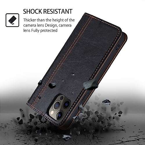 Arseaiy Case for Oppo Reno 6 Pro Plus 5G/Reno 6 Pro 5G(Snapdragon) Flip Phone Case Shockproof PU Leather Wallet Case Cover with Card Holder Kickstand Shell Black