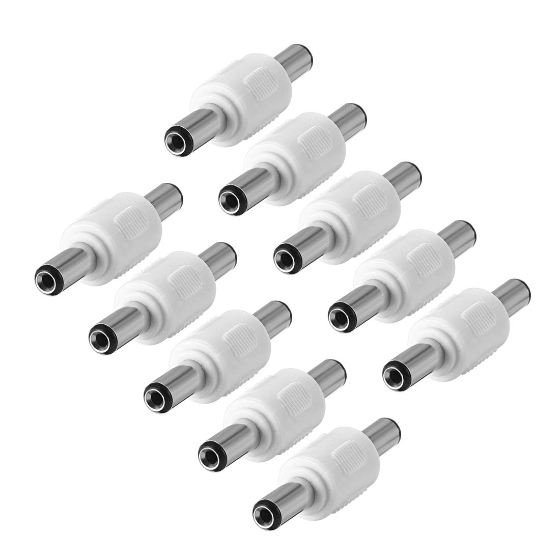 uxcell 10Pcs DC Power Connector Adapter 5.5mmx2.1mm Male to Male Plug Cable Jack Converter for Laptop CCTV Camera Strip Lighting White