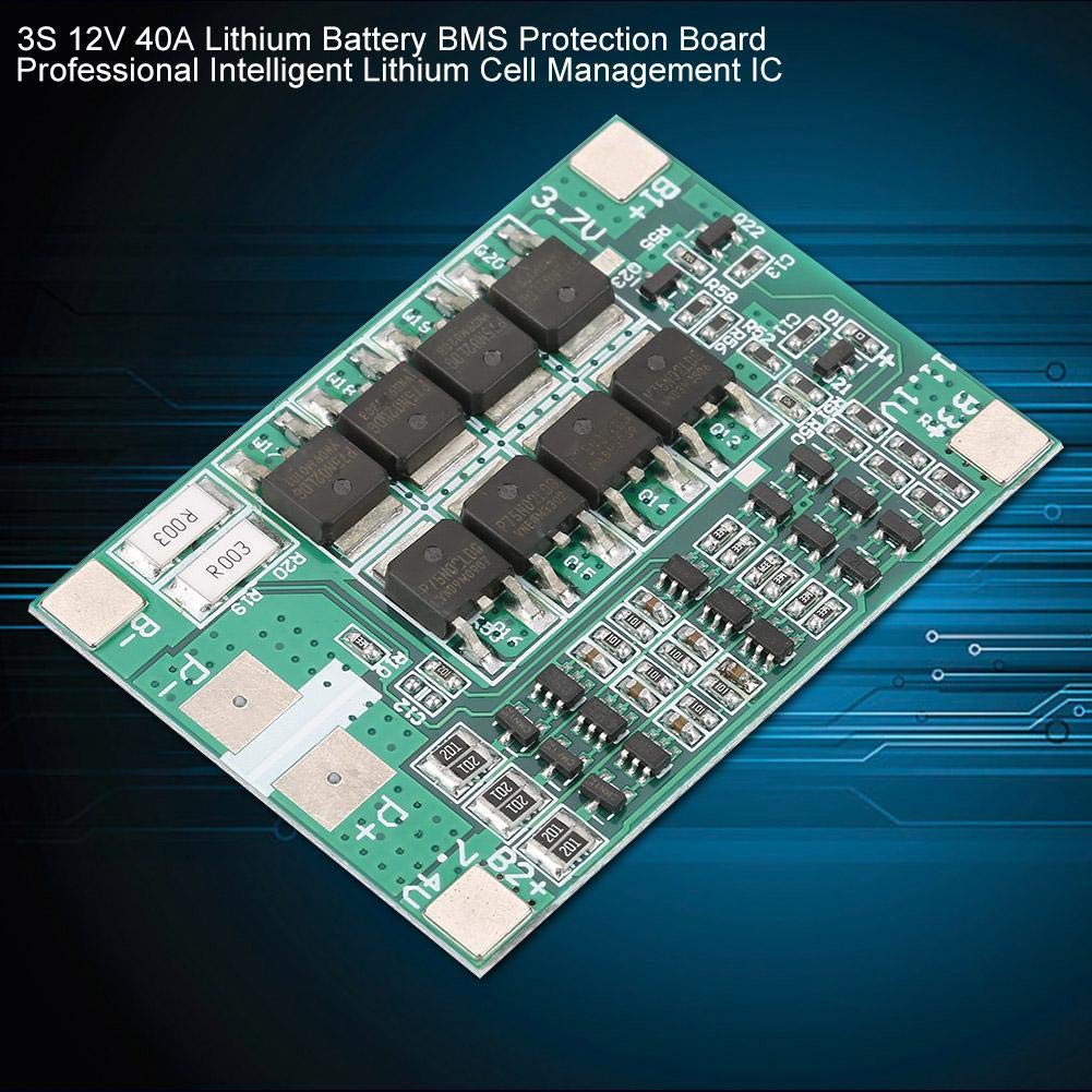 Lithium Battery Protection Board, Li-ion Lithium Battery PCB Protection Board Module 3S 12V 40A Board BMS PCB Board with Balance Charging