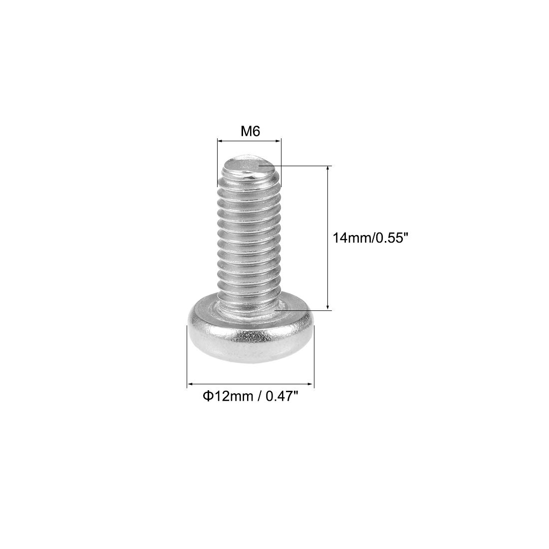 uxcell M6x14mm Machine Screws Pan Phillips Cross Head Screw 304 Stainless Steel Fasteners Bolts 15Pcs