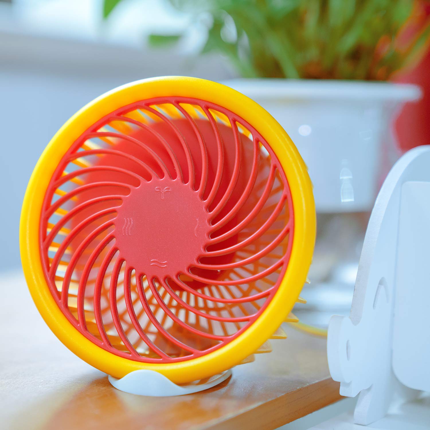 5 Inch Mini USB Desk Fan, 3 Speeds, Quiet Work Noise, USB Powered, Gravity Sensor Switch, 5 Foot Cable, Orange Fan For Home and Office