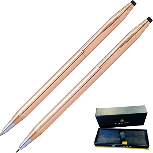 Gold Cross Pen Set | Engraved/Personalized Cross Classic Century 14 Karat Gold Plated Pen and Pencil Gift Set. Custom Engraved and Shipped in 1 Business Day.