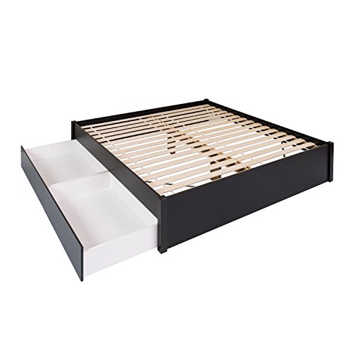 Prepac King Select 4-Post Platform Bed with 2 Drawers, Black