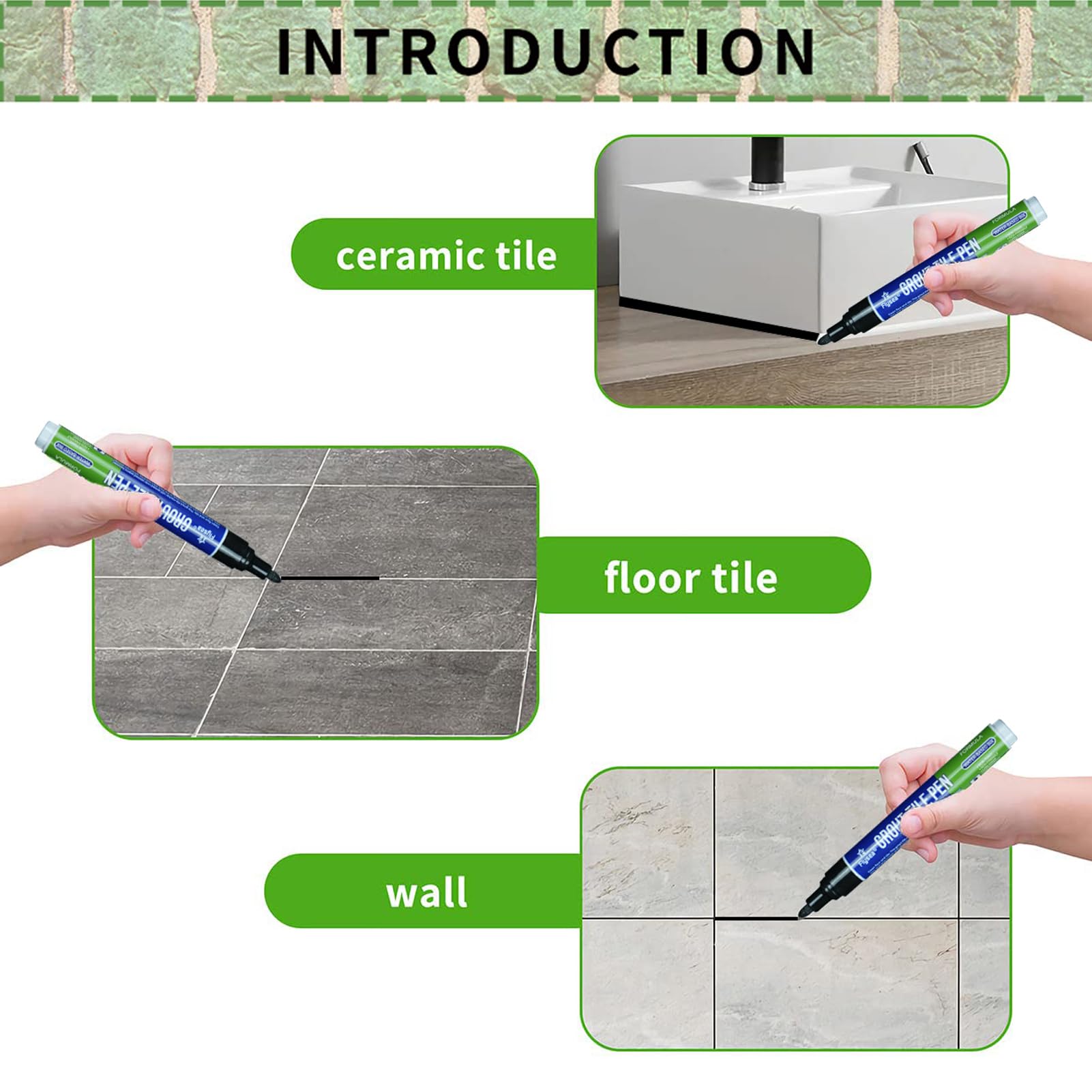 5 Pieces Tile Grout Pen Repair Marker to Restore Tile Grout Wall Floor Bathrooms and Kitchen