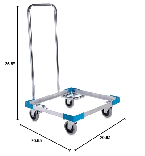 Carlisle FoodService Products E-Z Glide Dishwashing Racks Dolly with Handle for Kitchen and Restaurants, Aluminum, 20.63 X 20.63 X 6.63 Inches, Blue