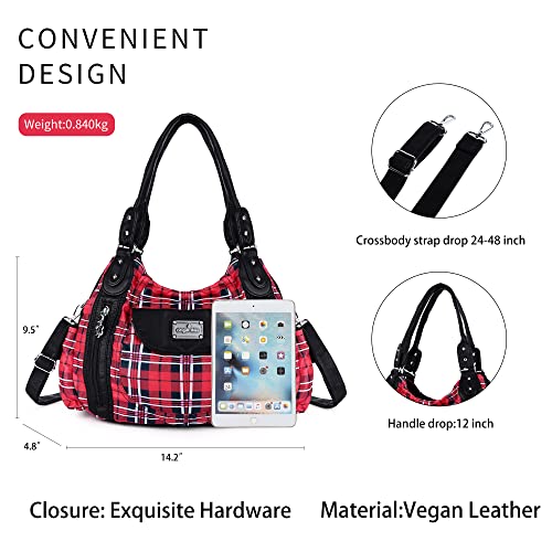 Angel Kiss Women Handbags Shoulder Bags Washed Leather Satchel Tote Bag Mutipocket Hobo Purse