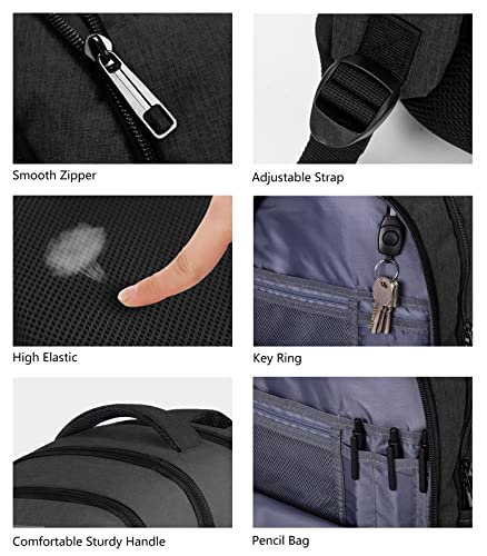 BAGEIRA Travel Backpack for Men Women, School Backpack, Anti Theft Back Packs Fit 15.6 inch Laptop with USB Charging Port, Business Computer College School BookBag, Work Casual Daypack, Black