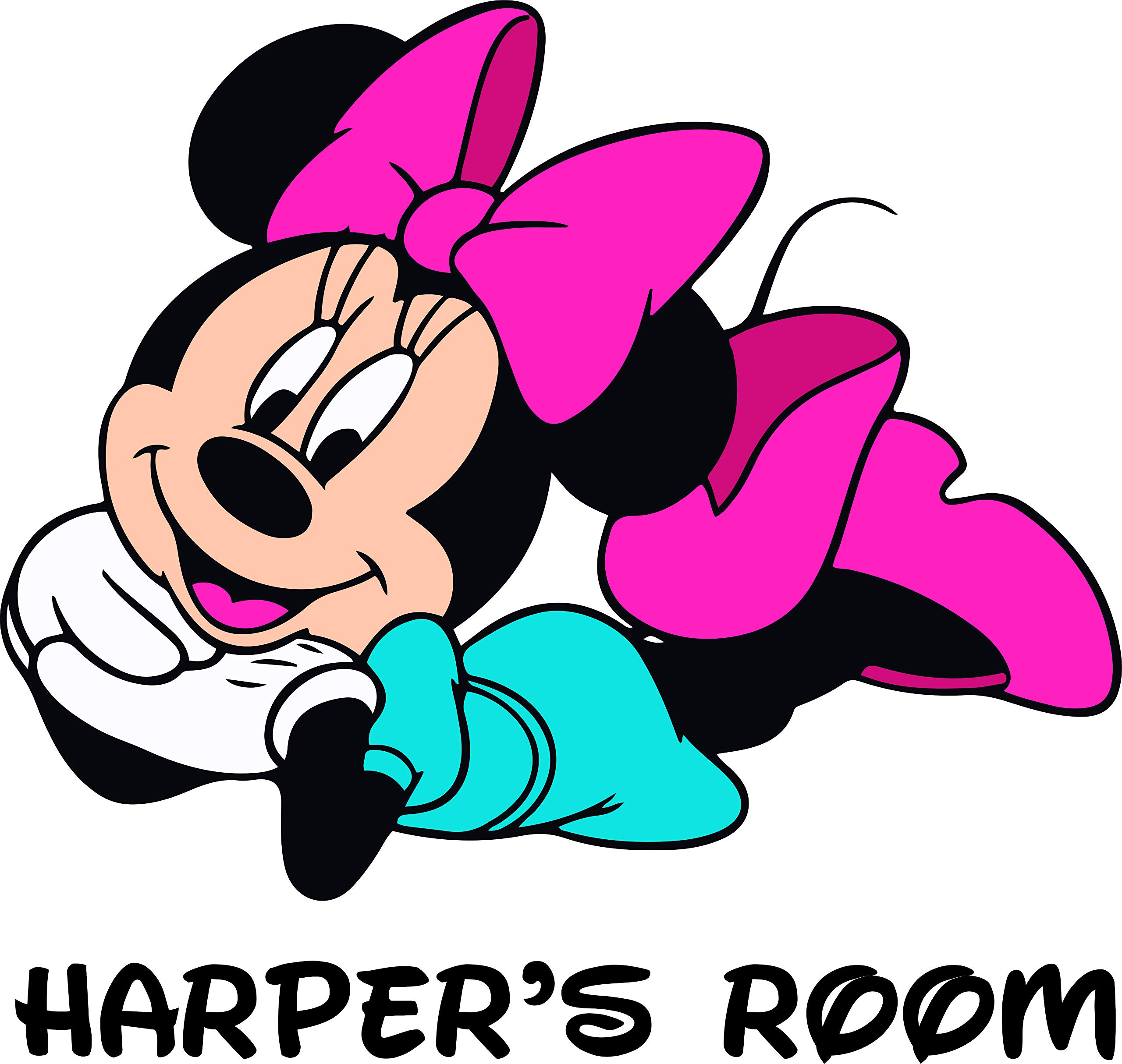 Minnie Mouse Little Girls Dreams Personalized Custom Name Wall Decals Wall Design Stickers Vinyl Removable Children Kids Rooms Girls Boys Baby Nursery Cartoon Size 15x20 inch