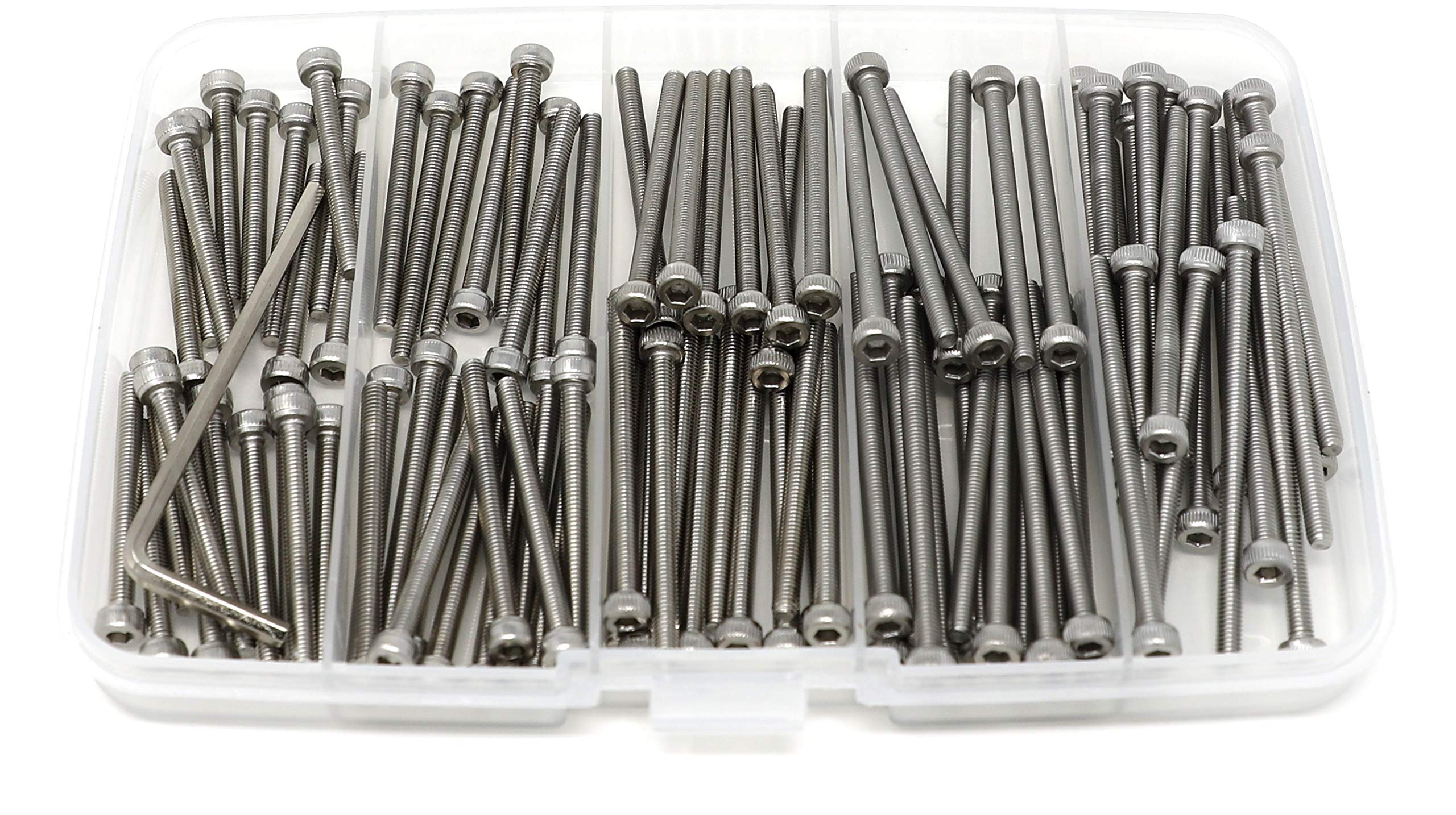 iexcell 100 Pcs M3 x 30/35/40/45/50mm Thread Pitch 0.5 mm Stainless Steel 304 Hex Socket Head Cap Screws Bolts Assortment Kit