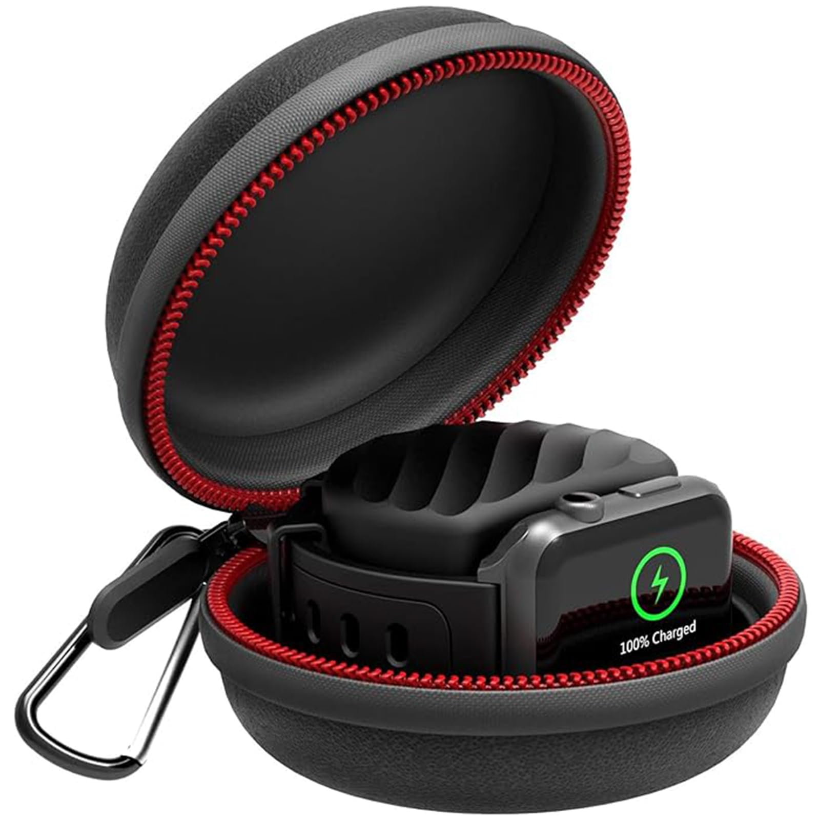 HALLEAST Travel Case for Apple Watch Charger, Portable Carrying EVA Charging Dock Holder for 42mm 44mm 45mm 46mm iWatch Series 10/9/8/SE2/7/SE/6/5/4/3/2/1, with Night Stand Mode, Black
