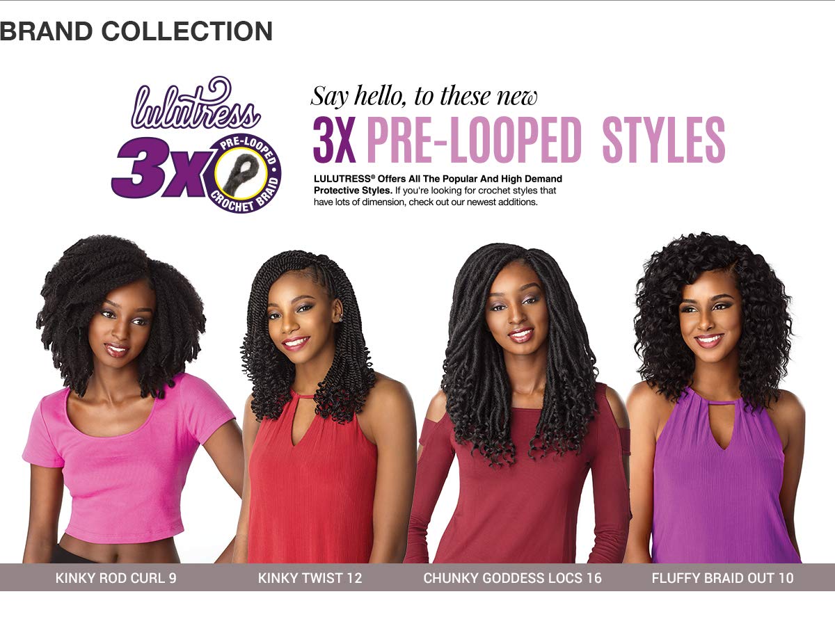 Sensationnel Lulutress Synthetic Crochet Braid - 3X KINKY TWIST 12" (SM1B/BG)