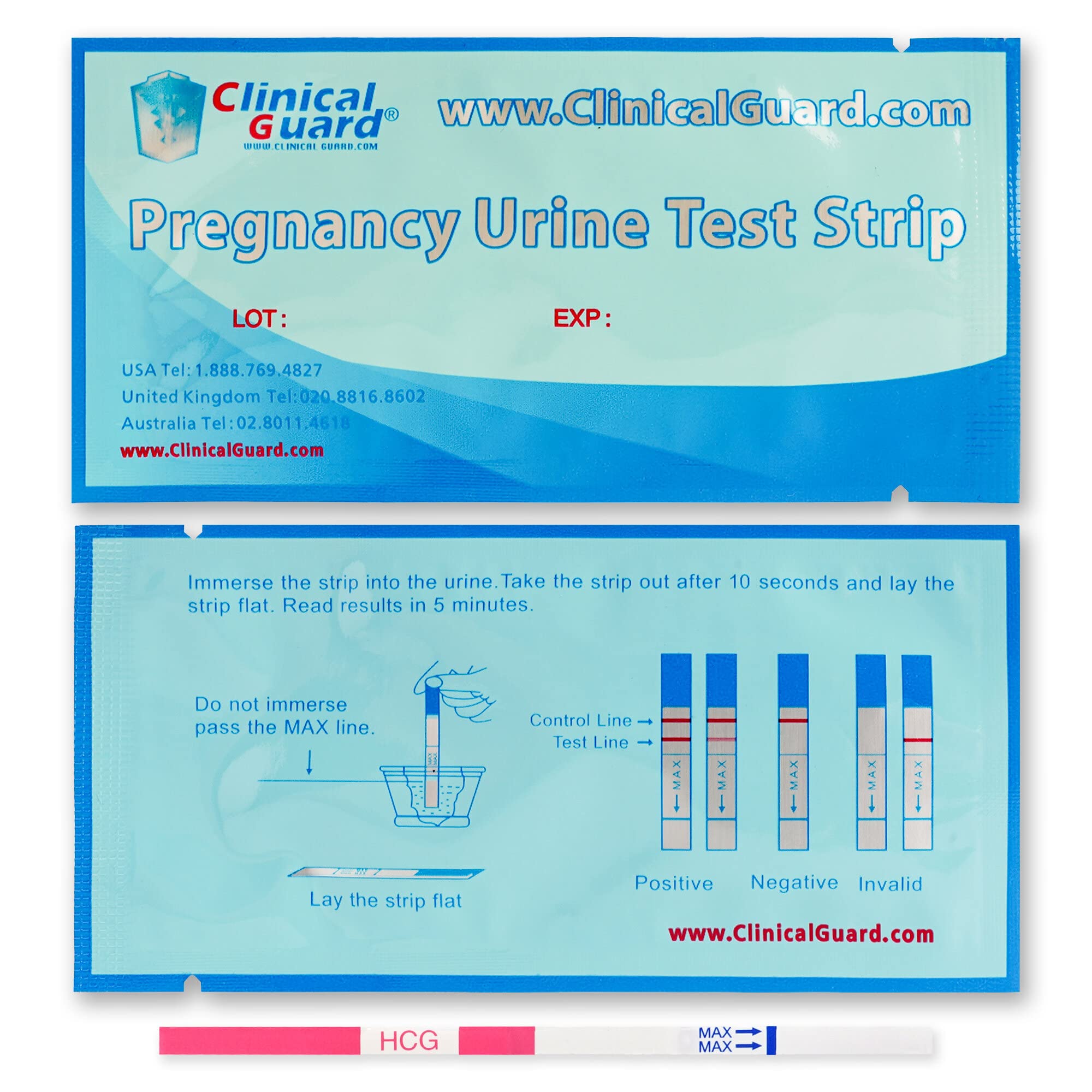Clinical Guard 100 Pregnancy Tests Strips - Sensitive & Accurate Measurement Within 5 mins - Early Detection Pregnancy Test Strip - Easy to Use for Home Tests - HCG Test Strip Kit
