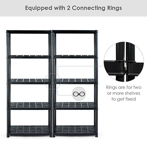 Giantex 2 Pieces 5-Tier Ventilated Shelving Storage Rack, Free Standing Multi-Use Shelf Unit, No Tools Required, 28“L X 15”W X 67“H