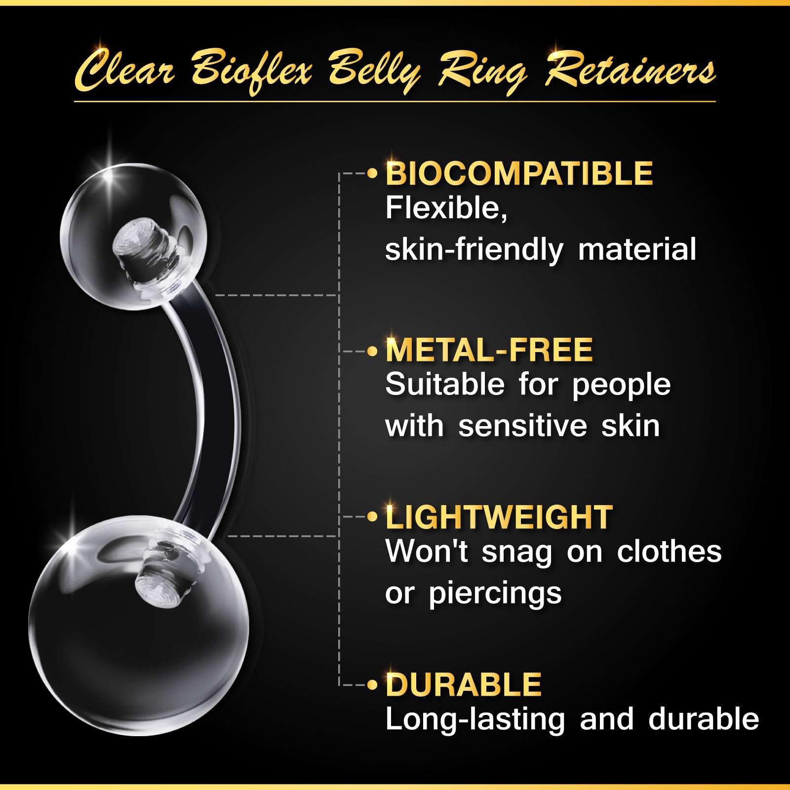 4PCS Flexible Acrylic Clear Belly Button Ring Retainer 14 Gauge 1/2 12mm Navel Bar Earrings Piercing Jewelry 2474