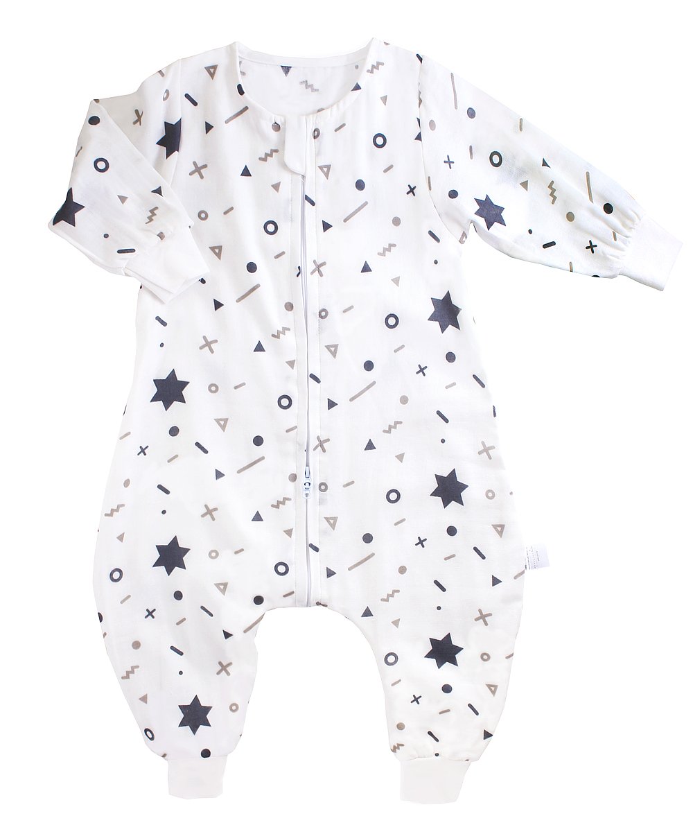 ililmmoe Muslin Original 100% Cotton Sleeping Sack Sleep Bag with Legs Baby Wearable Blankets Long Sleeves 1-4T Star/L
