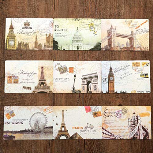 Halloluck 90 Pcs Vintage Retro Old Travel Postcards for Worth Collecting, Collectable Vintage Postcards, 9 Different Designs