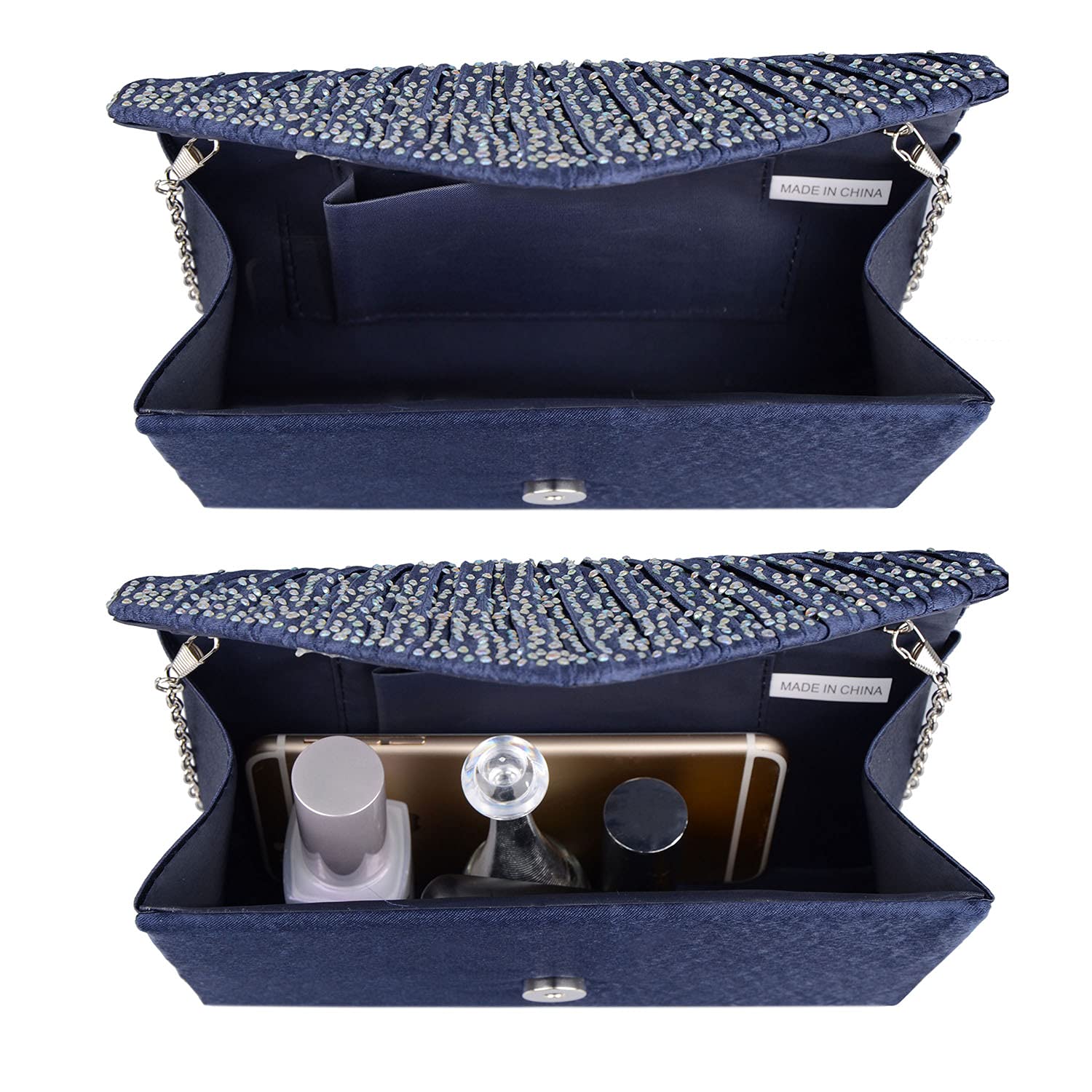 BAGLAMOR Women's Evening Handbags Elegant Envelope Clutch Purse Bag for Wedding Party Prom, Dark Blue