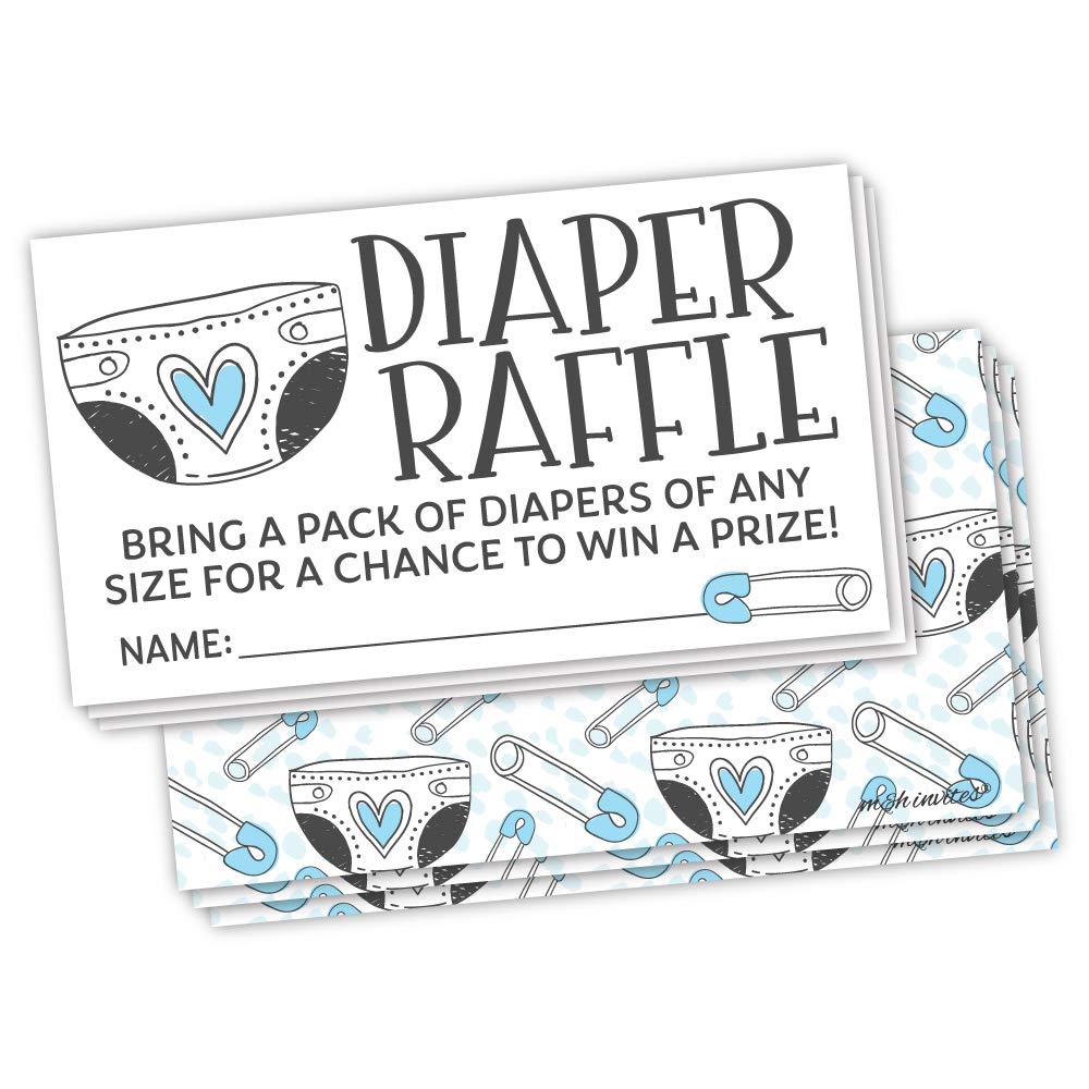 50 Cute Blue Diaper Doodle - Boy Diaper Raffle Tickets - Baby Shower Game