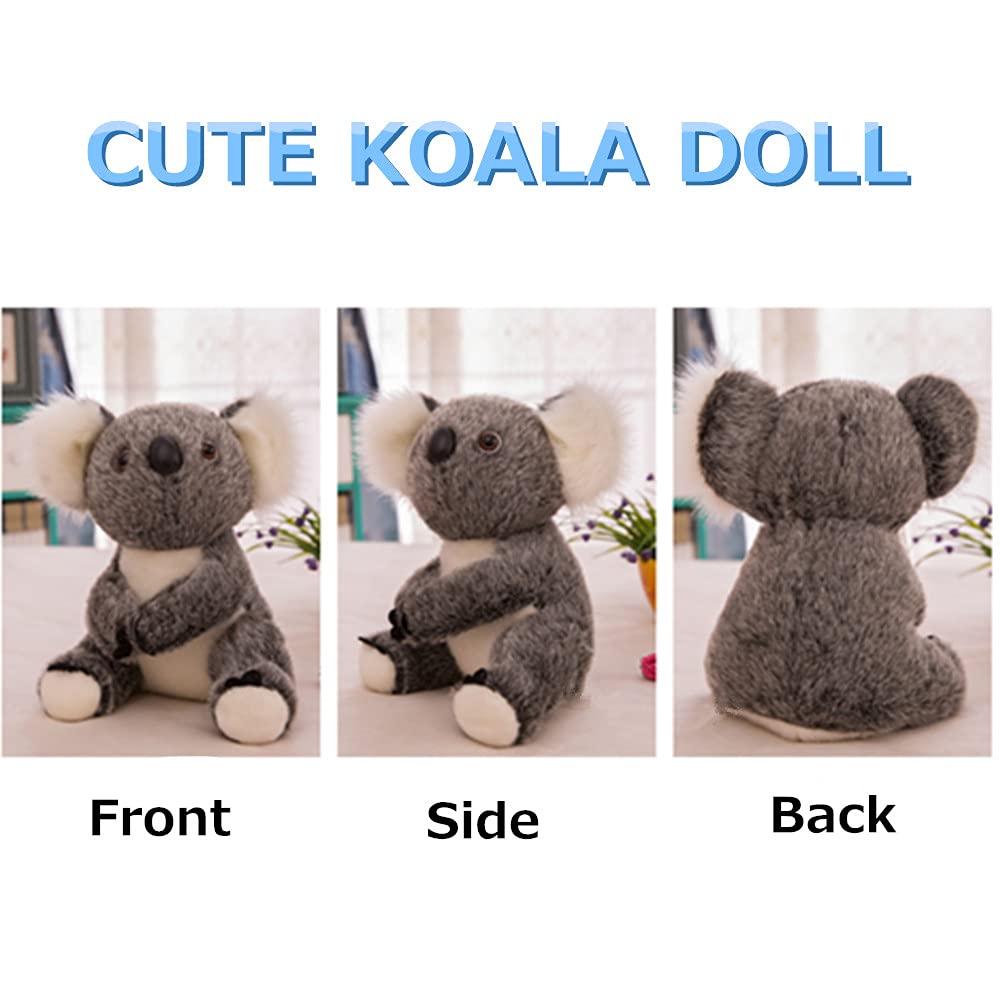 BSVOME Koala Bear Stuffed Plush Animal Simulation Koala Doll Toy Gift (Gray, 11inch)